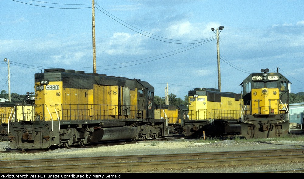 C&NW 6880, 6852, and 8006 Hanging Out Around the Turntable